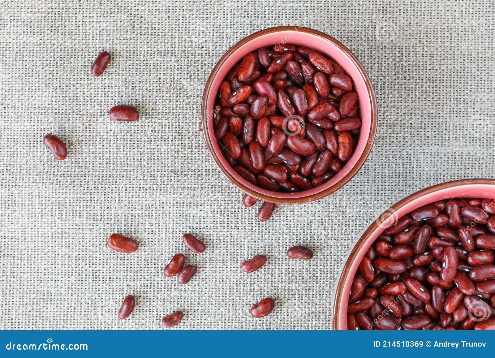 Red Beans in Two Bowls Stand on the Table with Individual Beans Stock ...