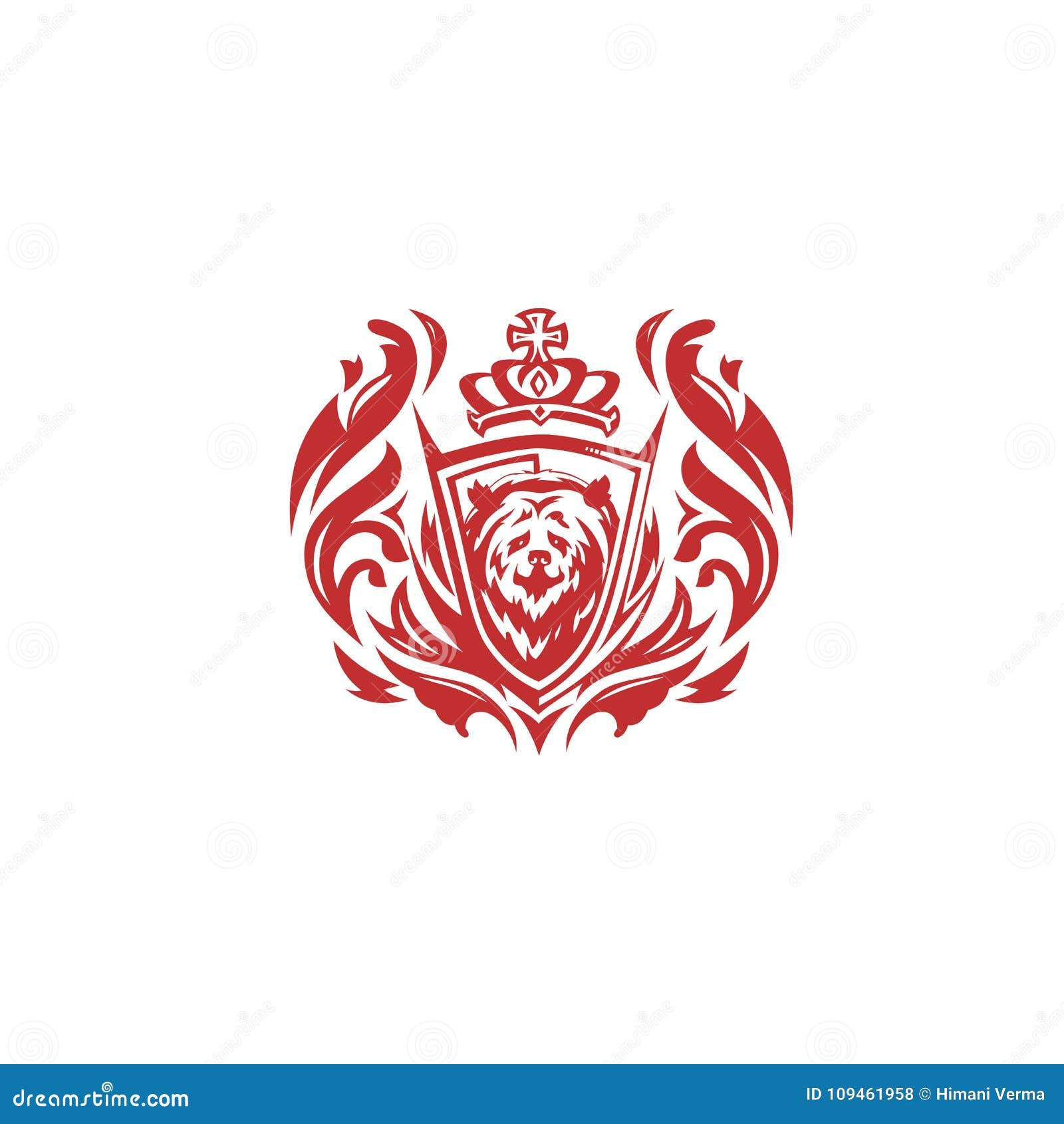 Minimal Red Bear Logo Vector Illustration. Stock Vector - Illustration ...