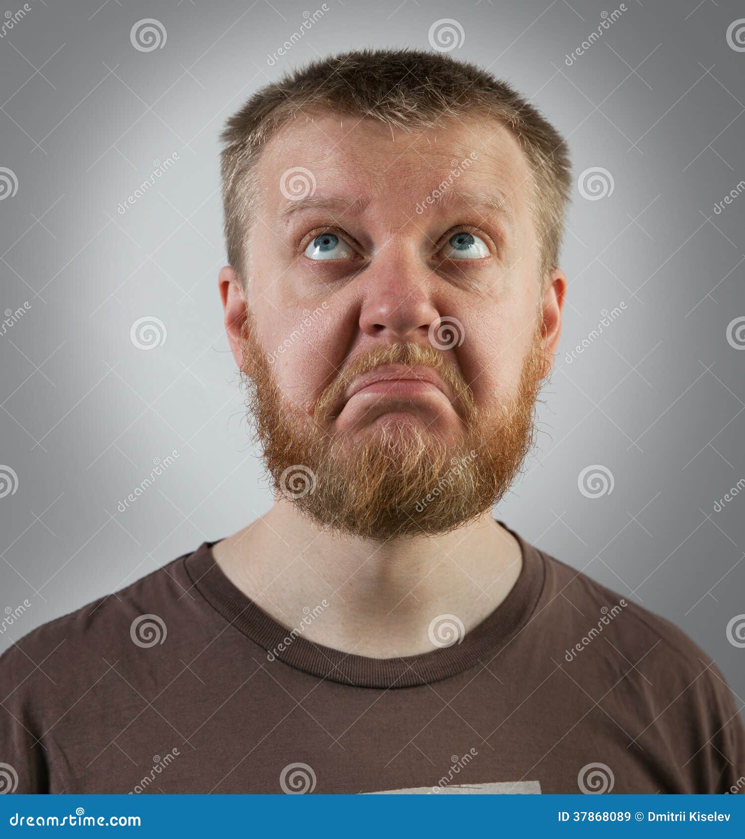 Red-beard Man Looking Up with Discontent Stock Image - Image of ...