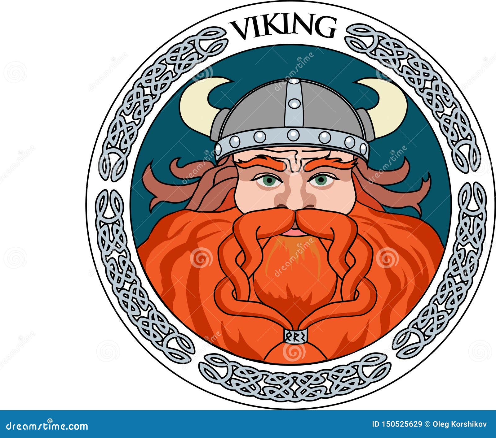 Red-bearded Viking in a Helmet with Horns Stock Vector - Illustration ...