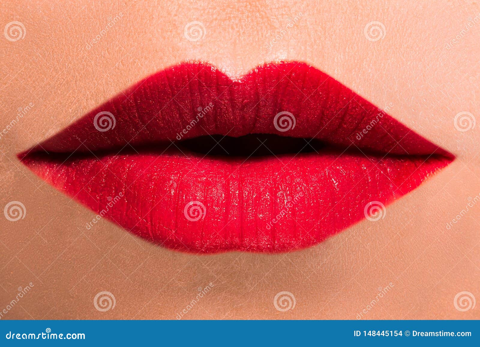 Red Beautiful Female Lips Close-up Stock Photo - Image of caucasian ...