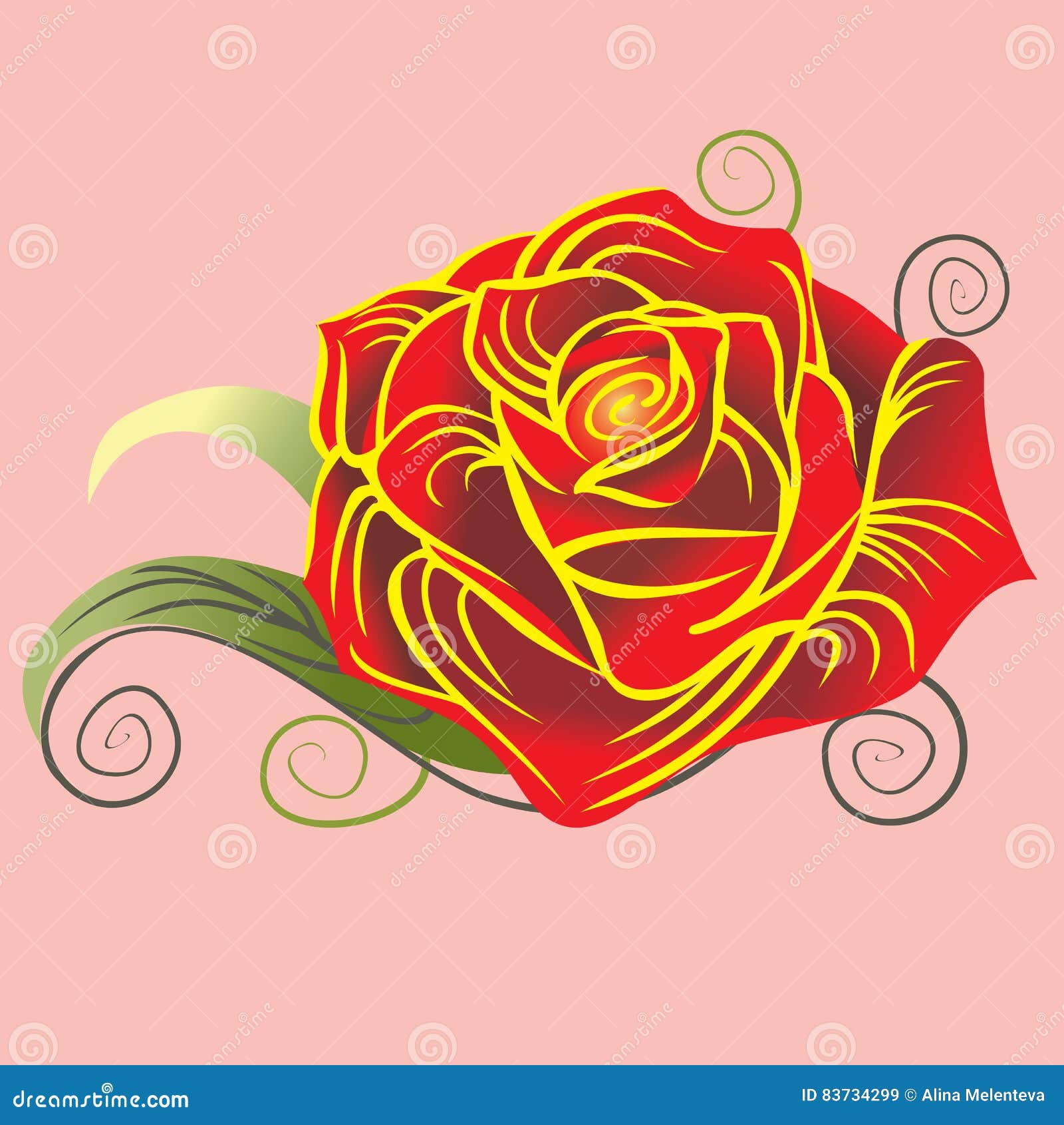 Red Beautiful Rose. Vector Illustration. Stock Vector - Illustration of ...