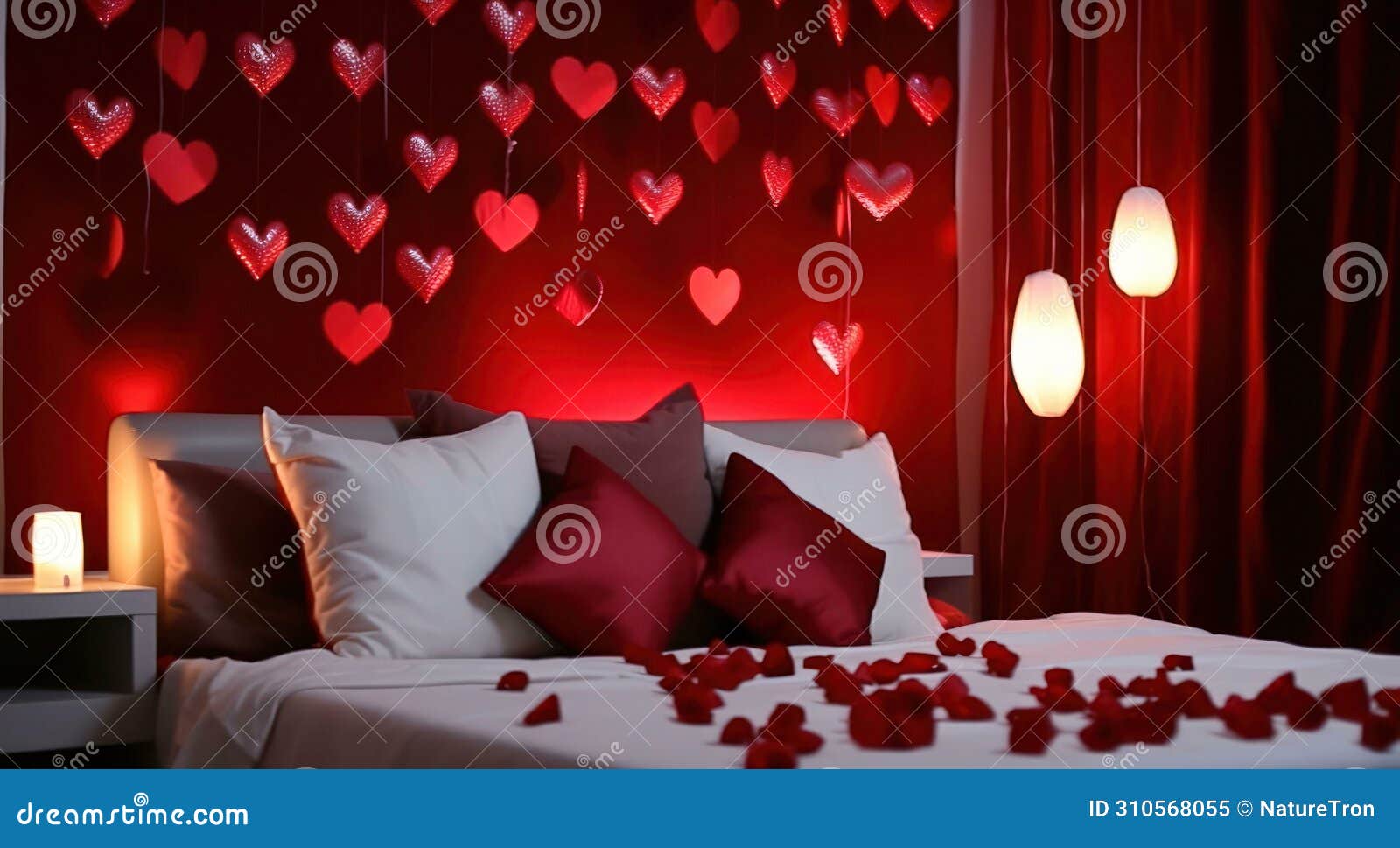 Red Bed in a Hotel Red Bed in a Hotel Room Bedroom with Red Carpet ...