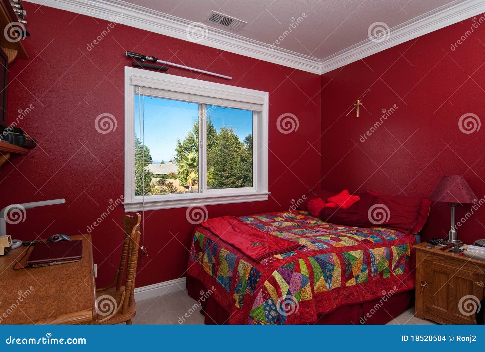 Red Bedroom stock photo. Image of home, clear, house - 18520504