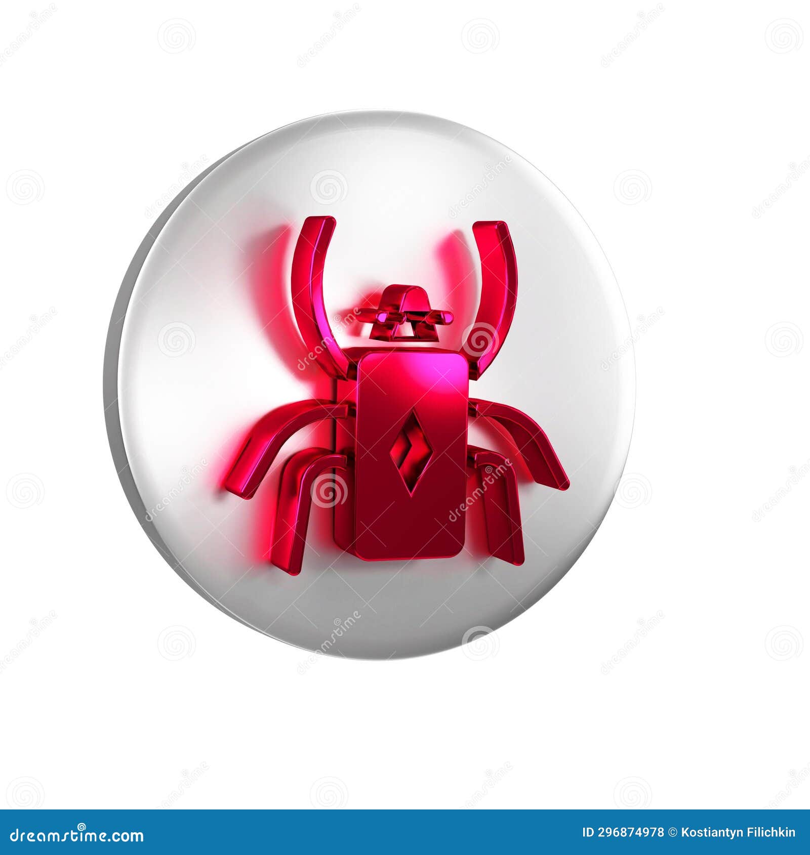 Red Beetle Bug Icon Isolated on Transparent Background. Silver Circle ...