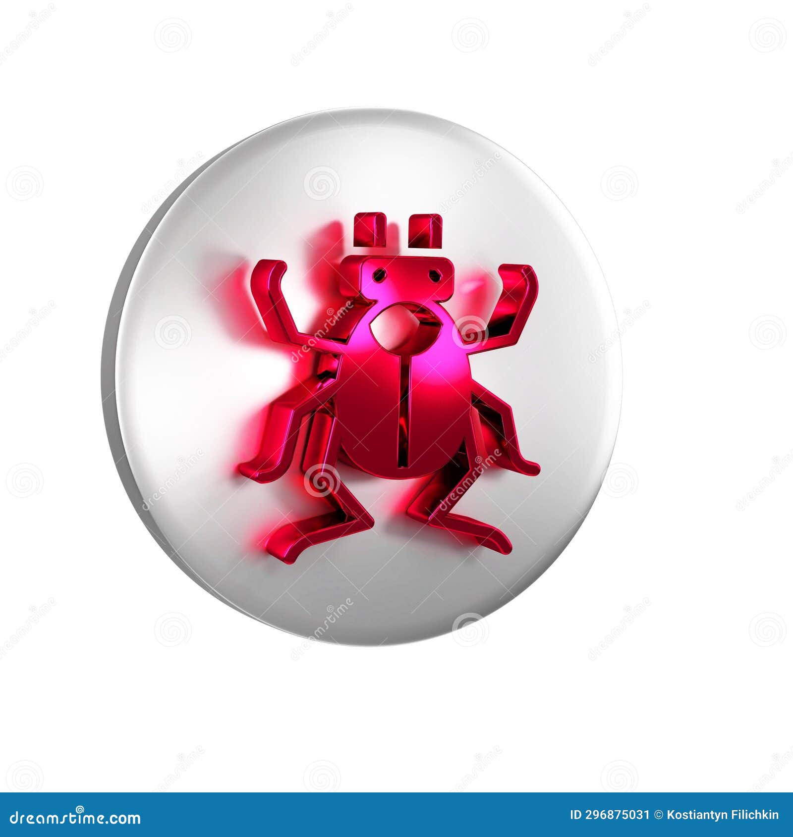 Red Beetle Bug Icon Isolated on Transparent Background. Silver Circle ...
