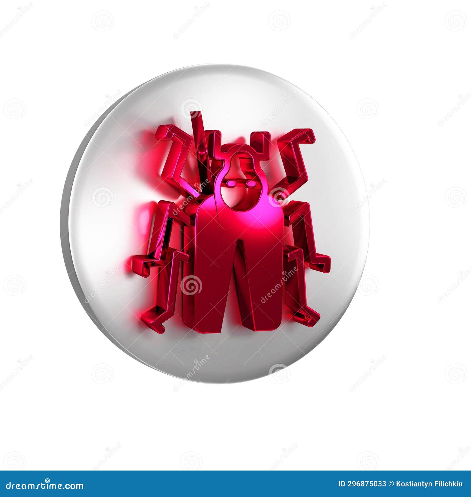 Red Beetle Bug Icon Isolated on Transparent Background. Silver Circle ...