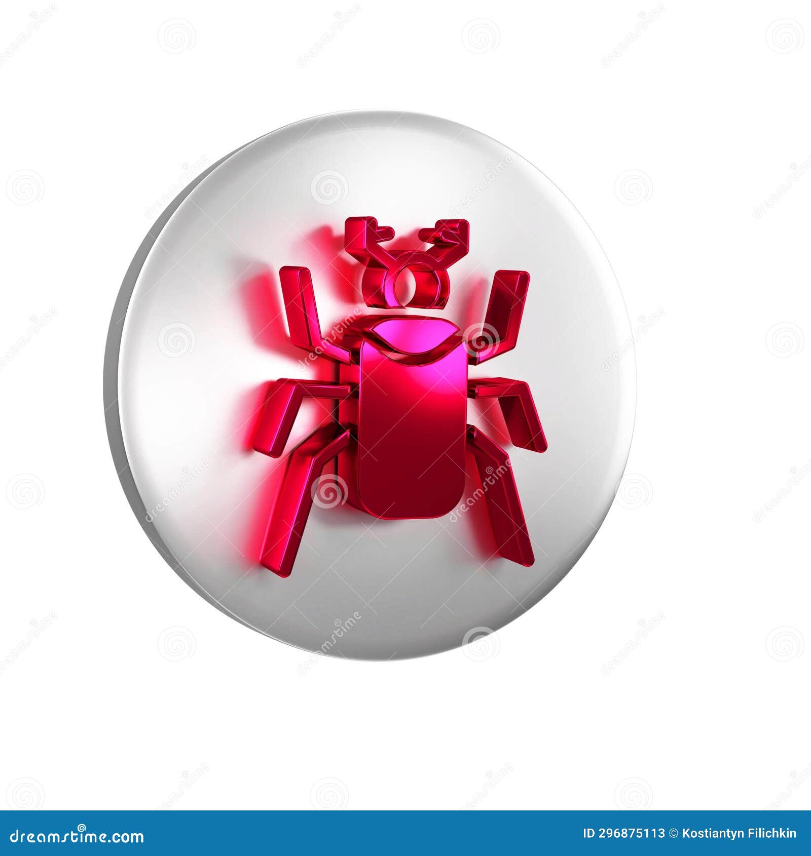 Red Beetle Bug Icon Isolated on Transparent Background. Silver Circle ...
