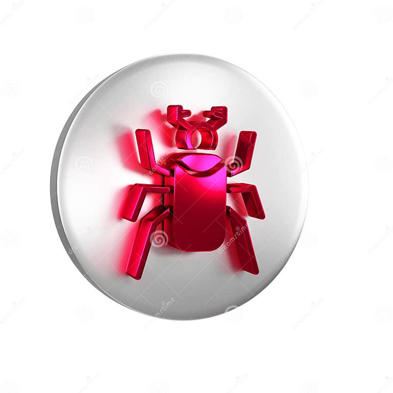 Red Beetle Bug Icon Isolated on Transparent Background. Silver Circle ...