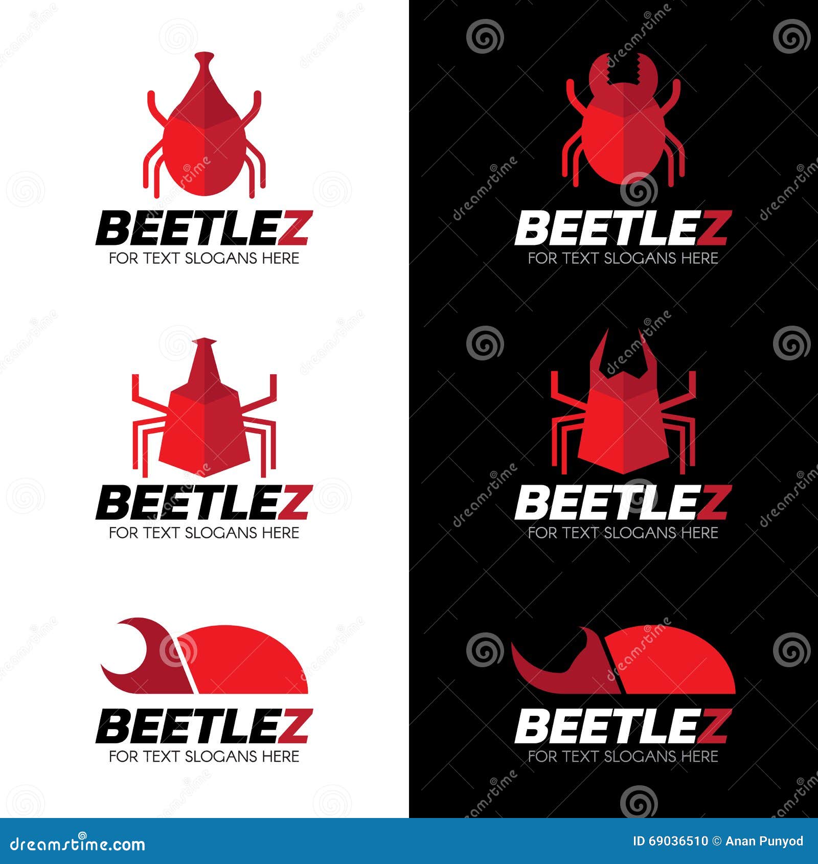 Red Beetle Logo Vector Set Art Design Stock Vector - Illustration of ...