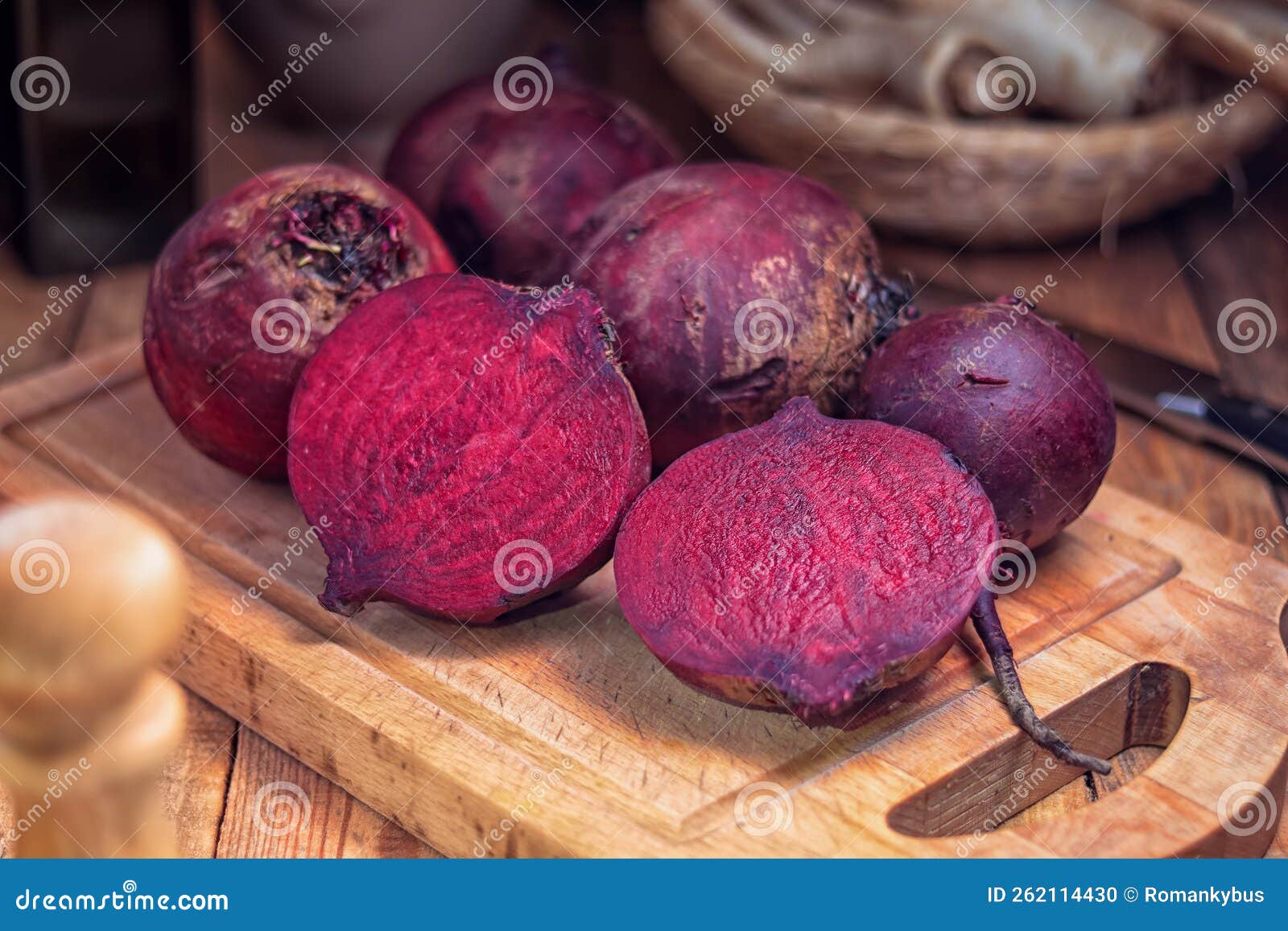 Red Beetroot - Beetroots on a Cutting Board and One Cut in Half, on the ...
