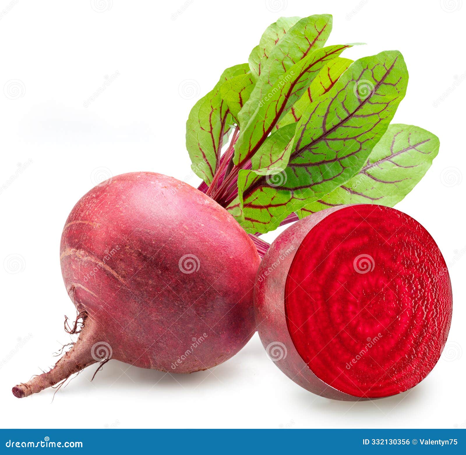 Red Beetroot and Beetroot Cross Section Isolated on White Background ...