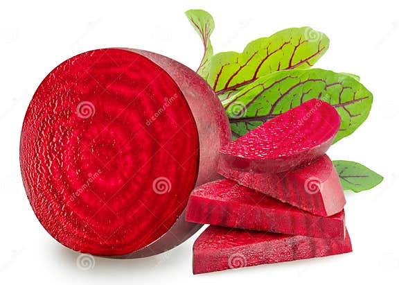 Red Beetroot Cross Section and Pieces of Beetroot Isolated on White ...