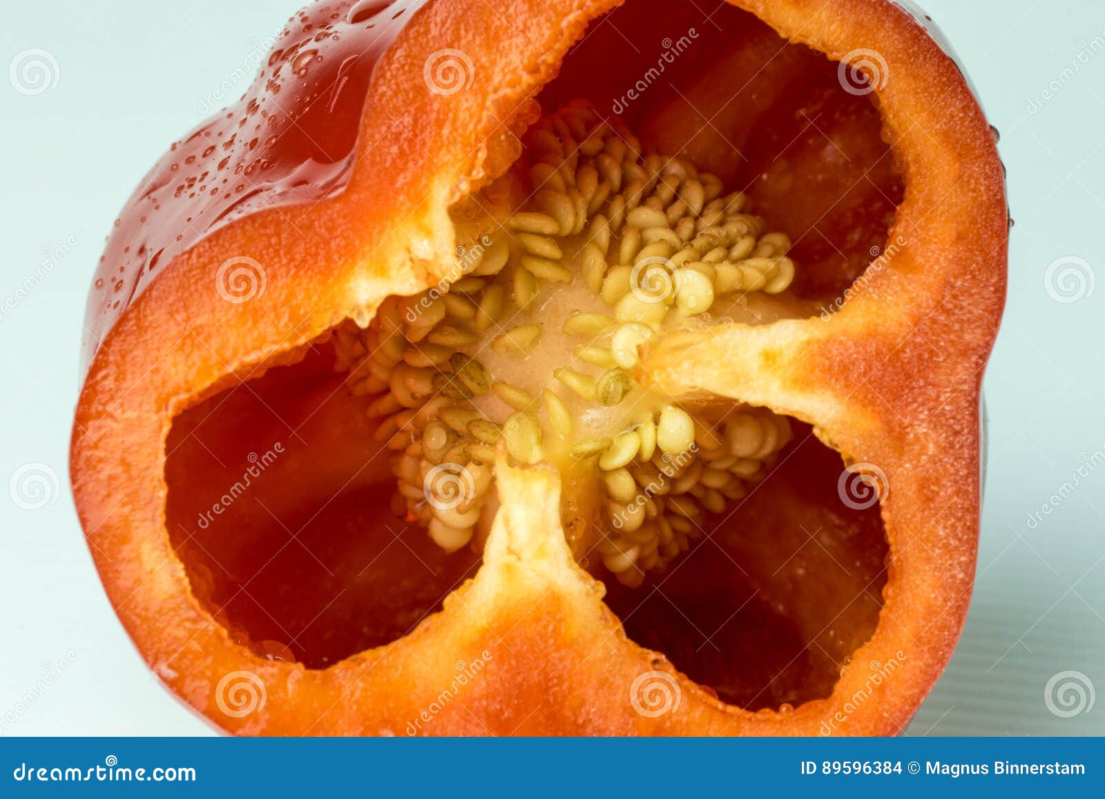 Red Bell Pepper Cut in Half Stock Photo - Image of vibrant, pepper ...