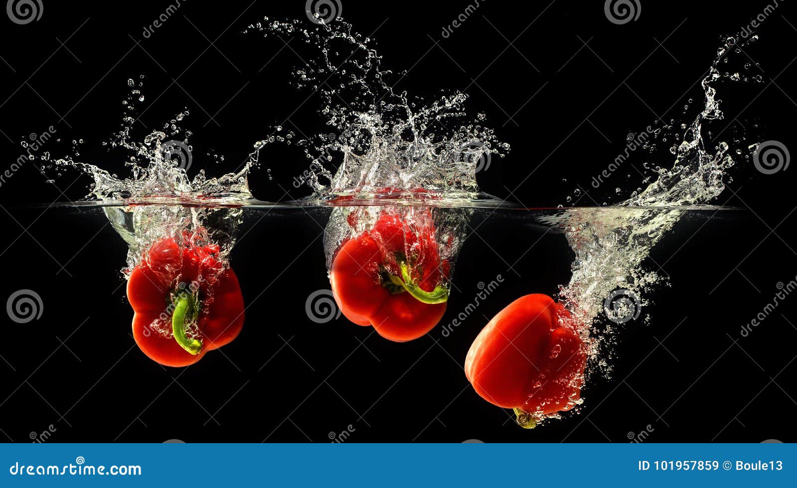 Red Bell Pepper Falling in Water Stock Image - Image of pepper, healthy ...