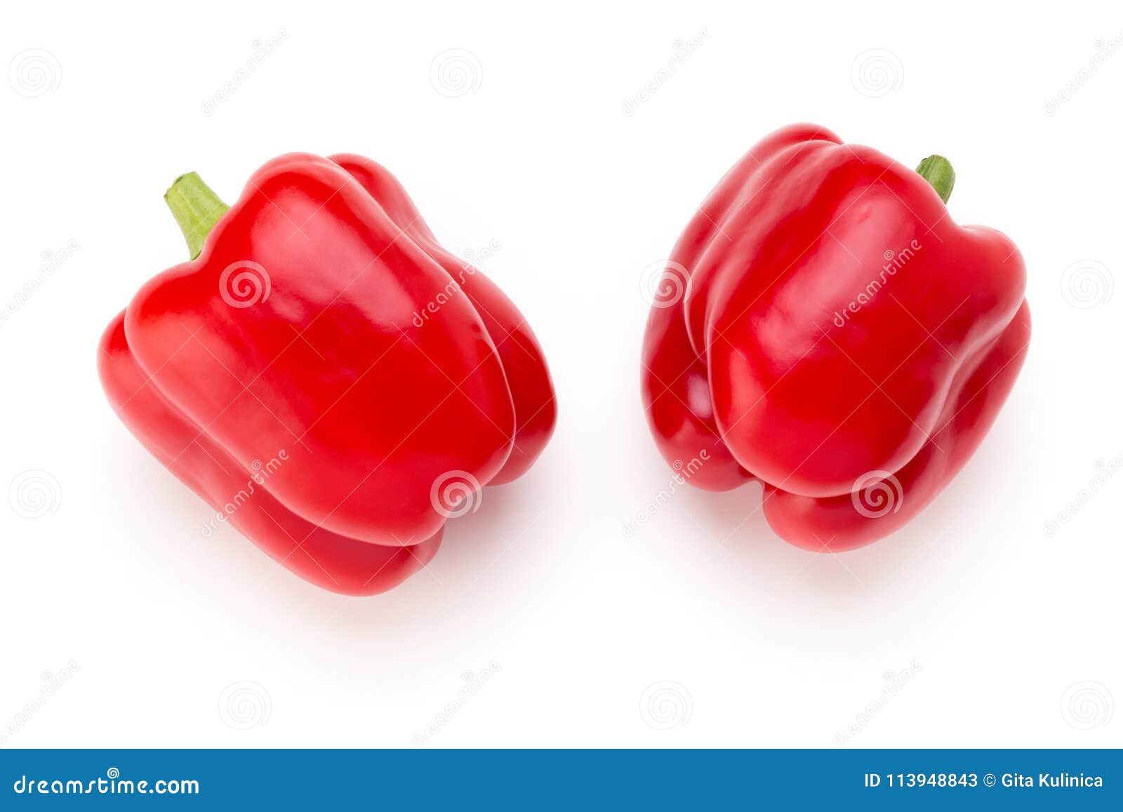 Red Bell Pepper with Half and Leaves Isolated on White. Stock Image ...