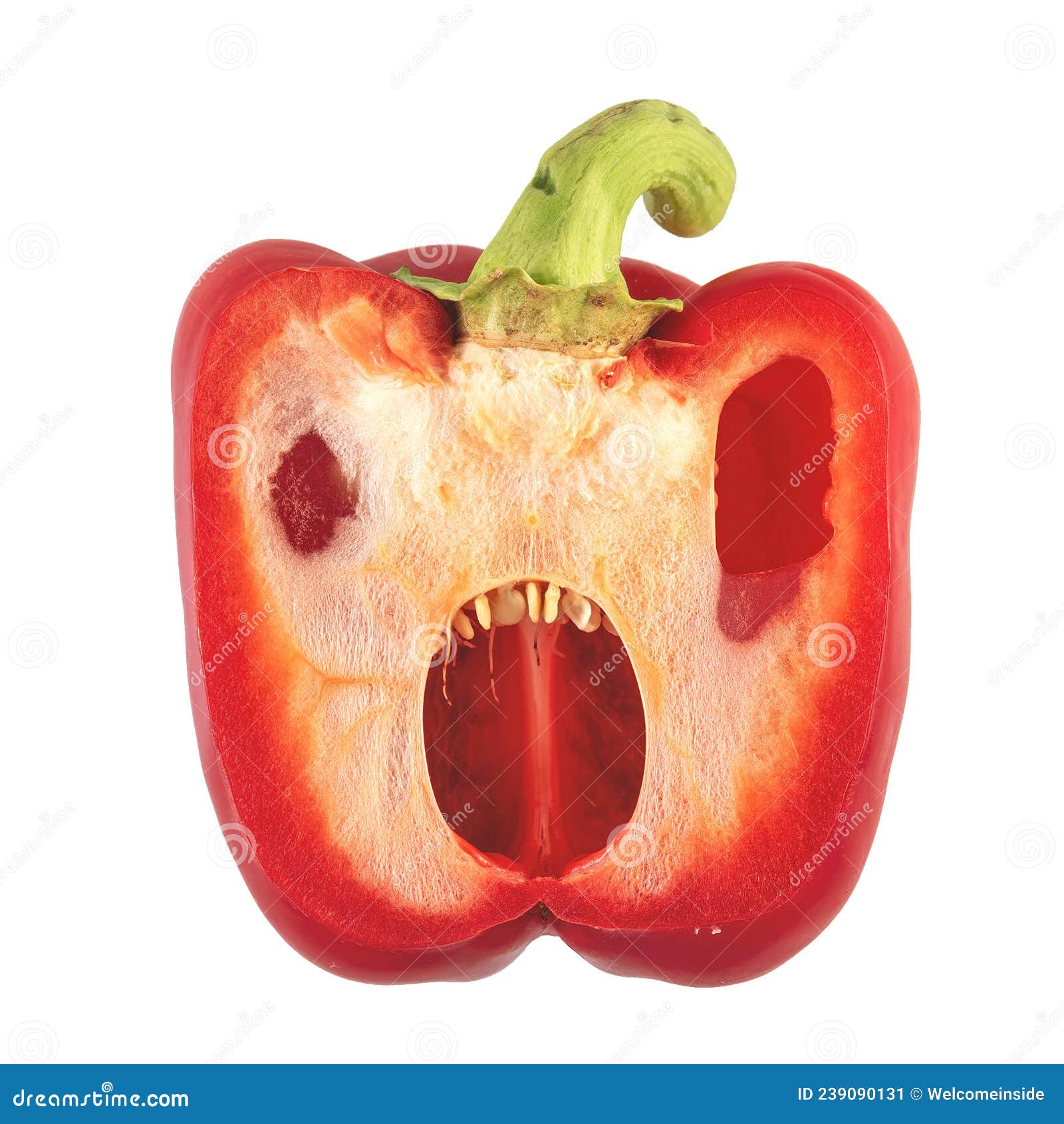 Red Bell Pepper Half Slice View Like Scary Ugly Face Smile Stock Image ...