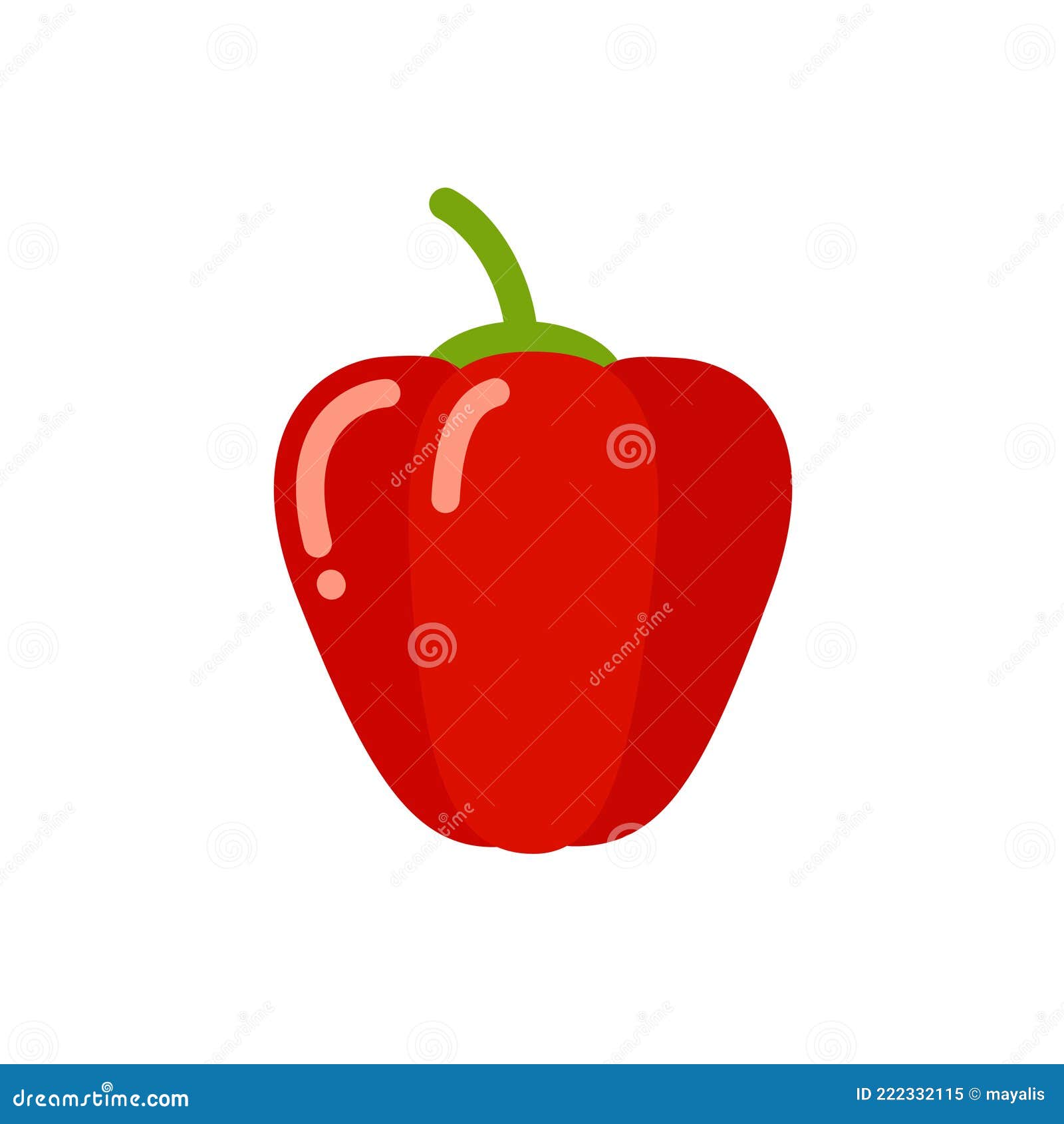 Red Bell Pepper Icon in Flat Style Stock Vector - Illustration of ...