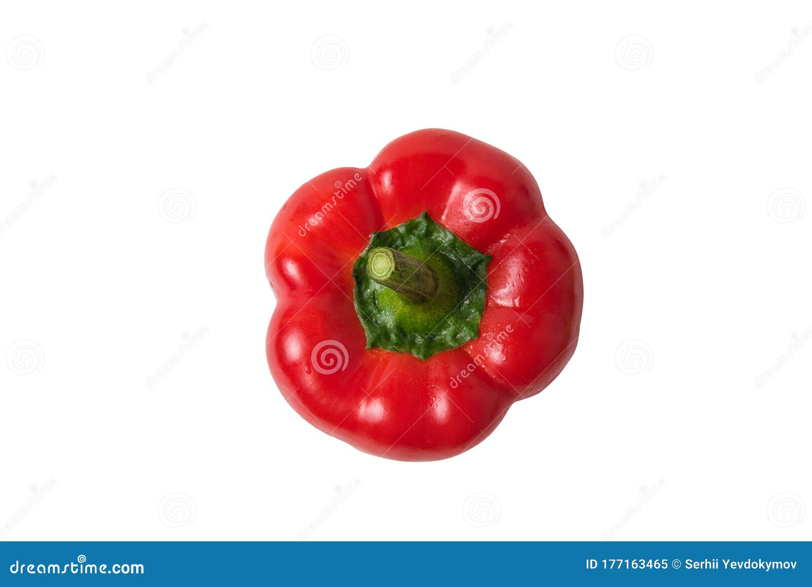 Red Bell Pepper Isolated on White Background. Raw Fresh Pepper. Top ...