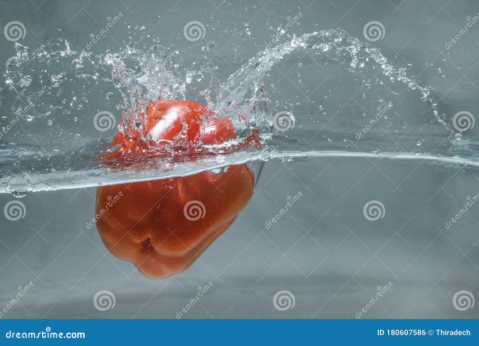 Red bell pepper with water stock photo. Image of wallpaper - 180607586