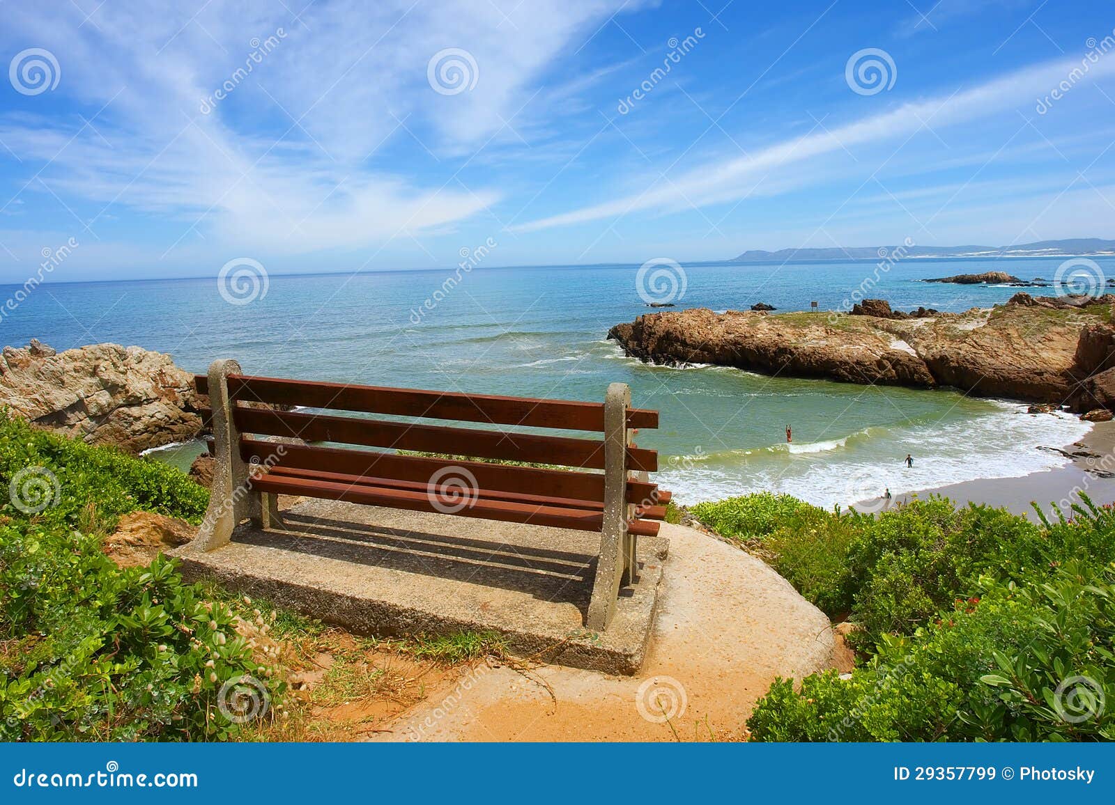 Red bench on cliff rocks stock image. Image of outdoors - 29357799