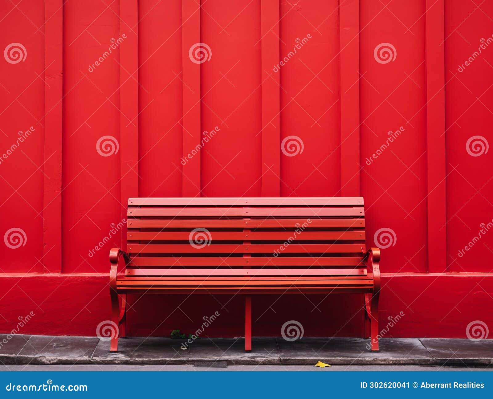 A Red Bench in Front of a Red Wall Stock Illustration - Illustration of ...