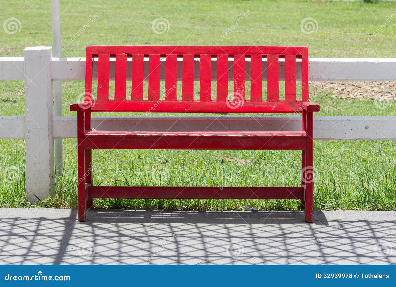 Red bench in the garden stock photo. Image of bench, relaxation - 32939978
