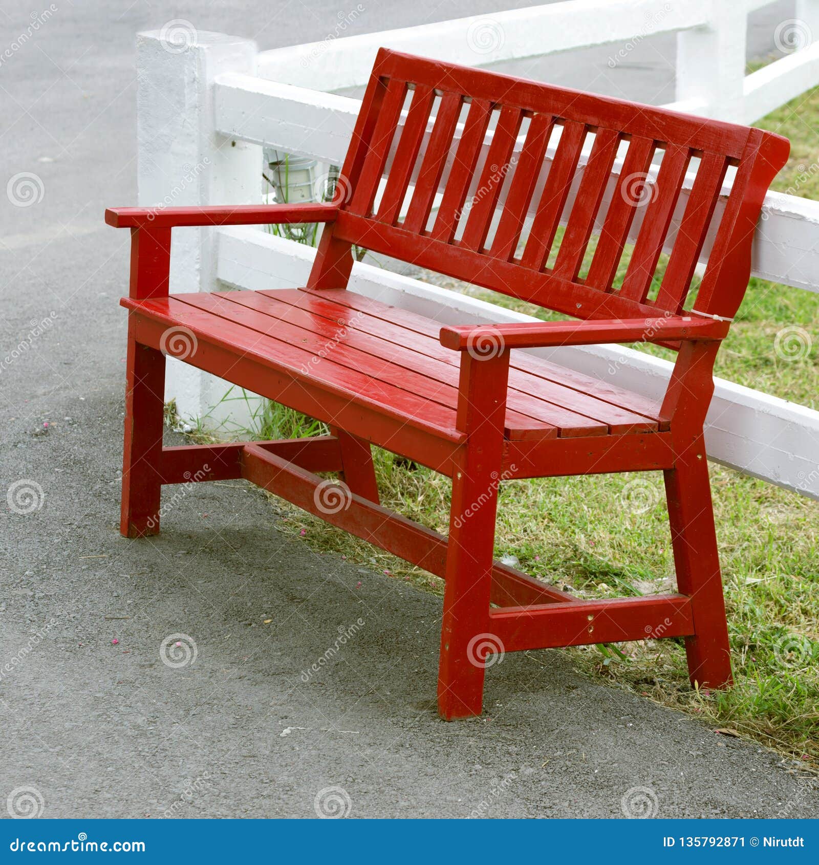 Red bench stock image. Image of orange, leaf, solitude - 135792871