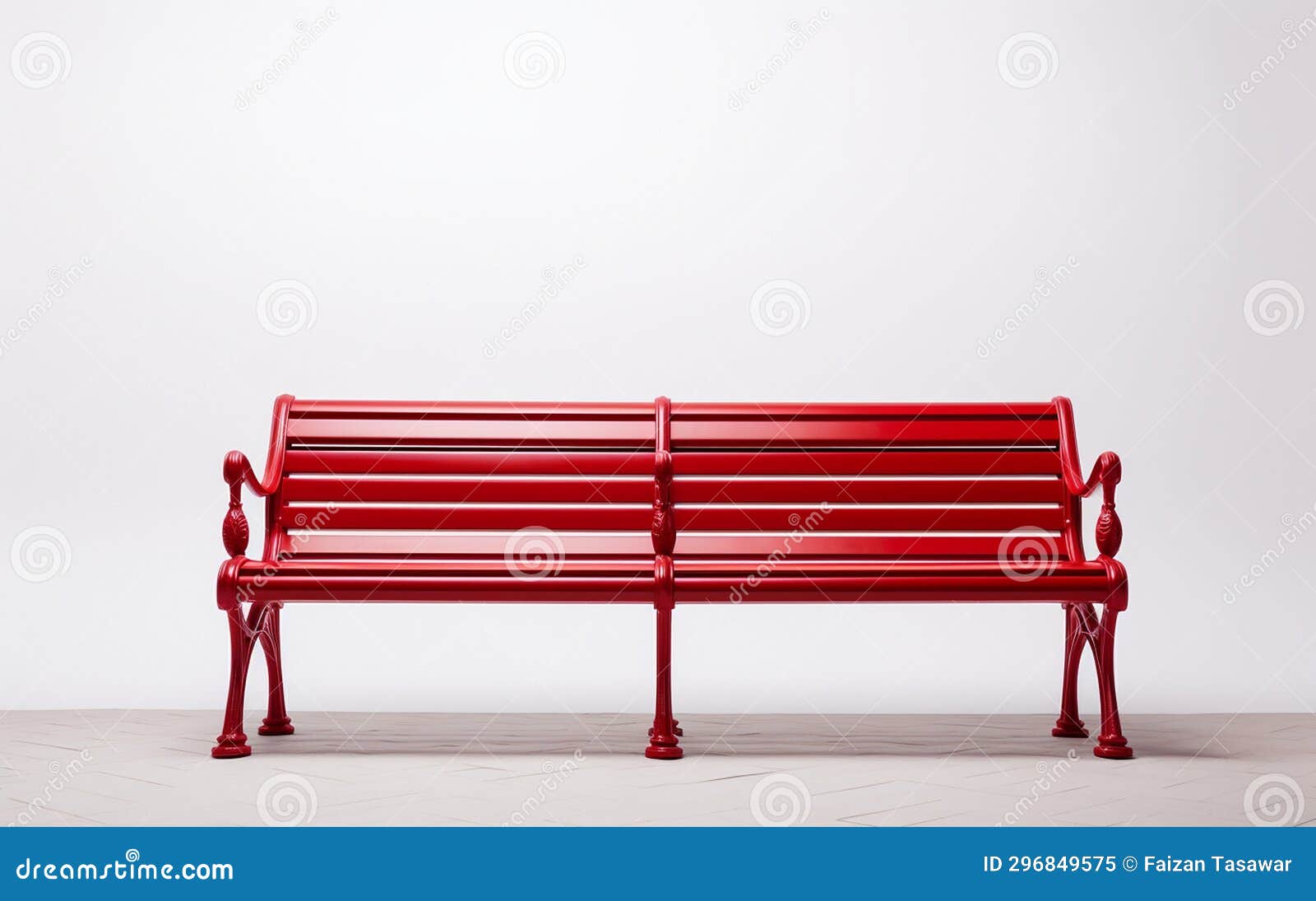 Red Benches Against a Clean White Backdrop -Generative Ai Stock ...