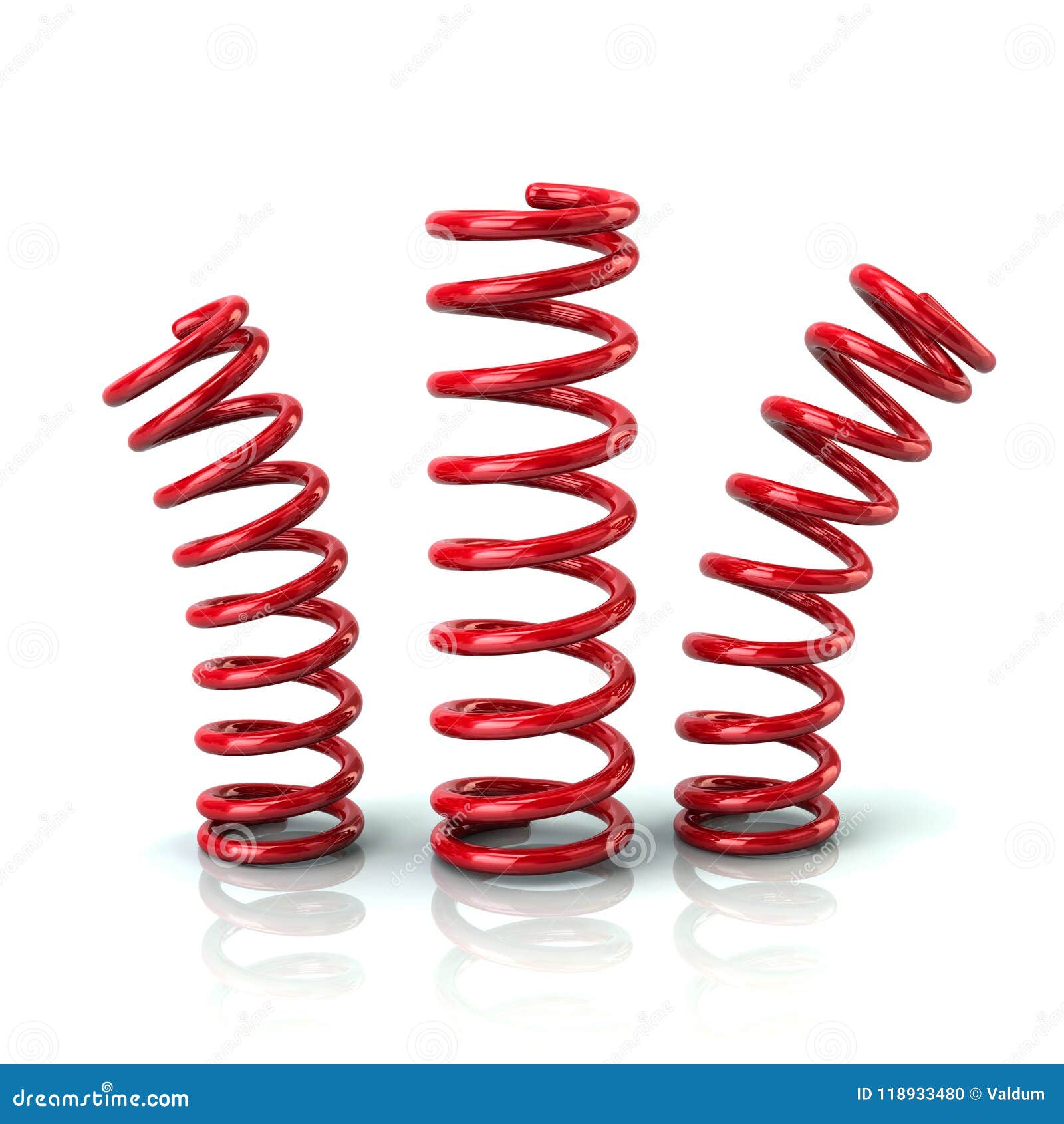 Red Bended Spring 3d Illustration Stock Illustration - Illustration of ...