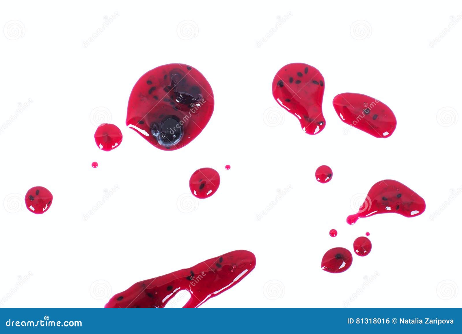 Red Berries Jam Splash, Drops Isolated on White Background. Stock Photo ...