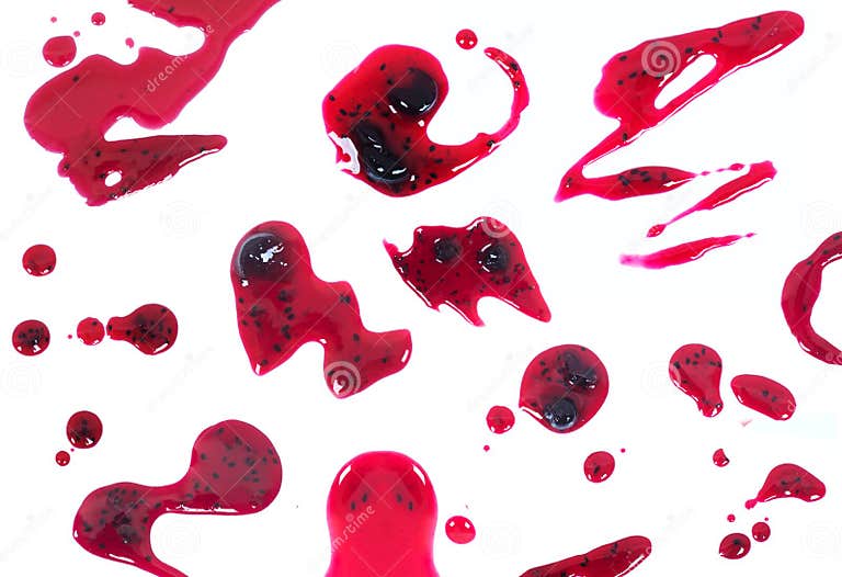 Red Berries Jam Splash, Drops Isolated on White Background. Stock Photo ...