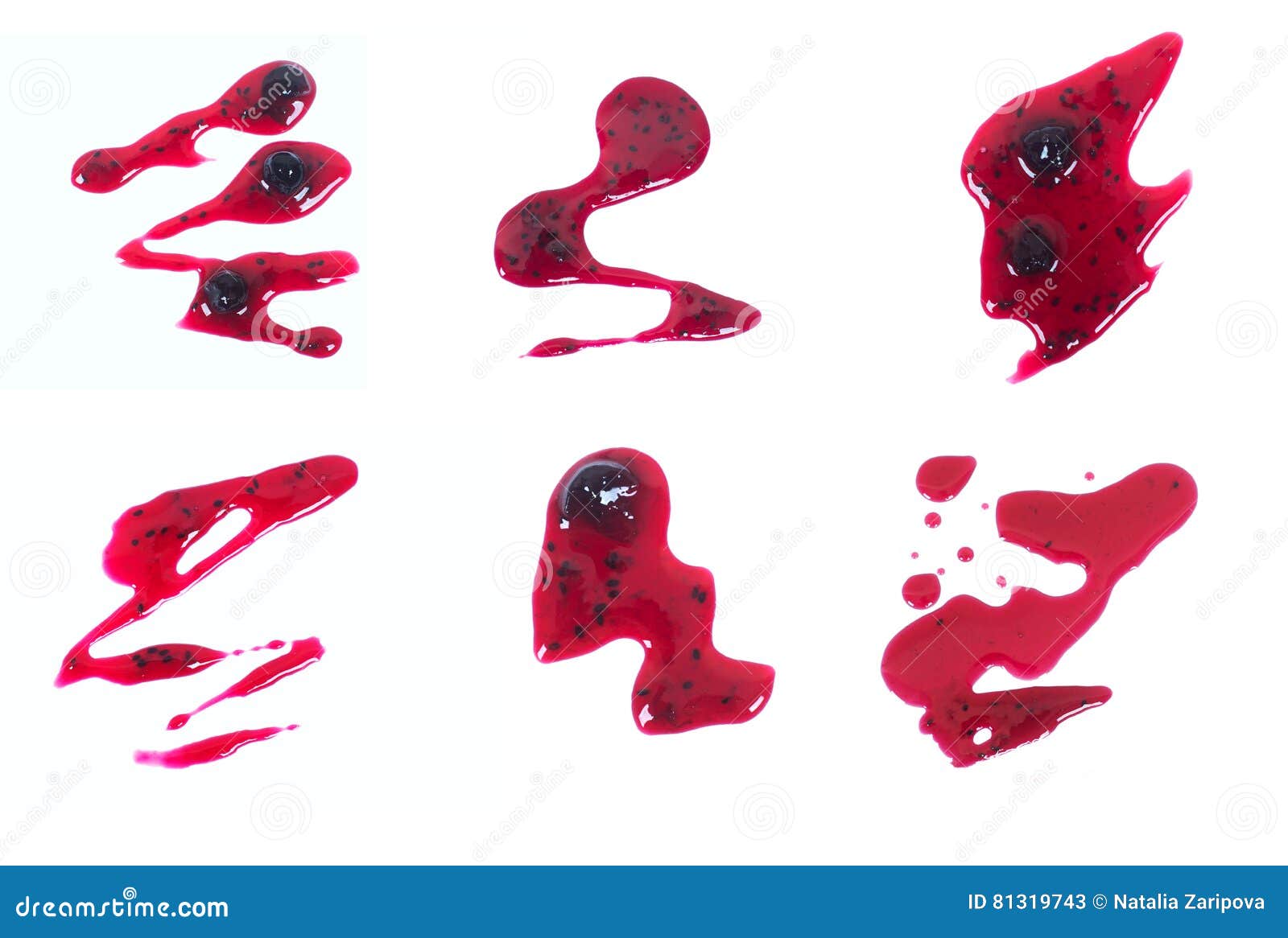 Red Berries Jam Splash, Drops, Wave Isolated on White Background. Stock ...