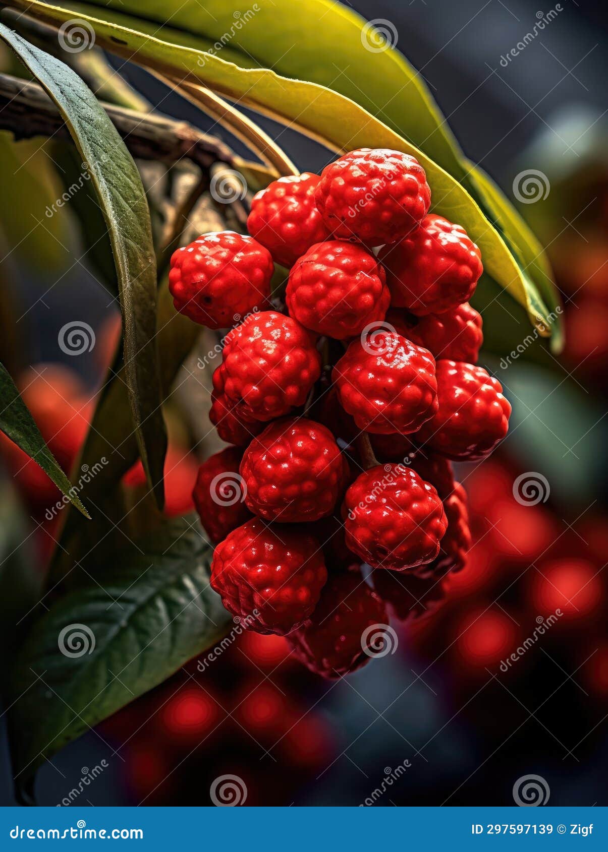 Red berries on tree branch stock image. Image of backgrounds - 297597139