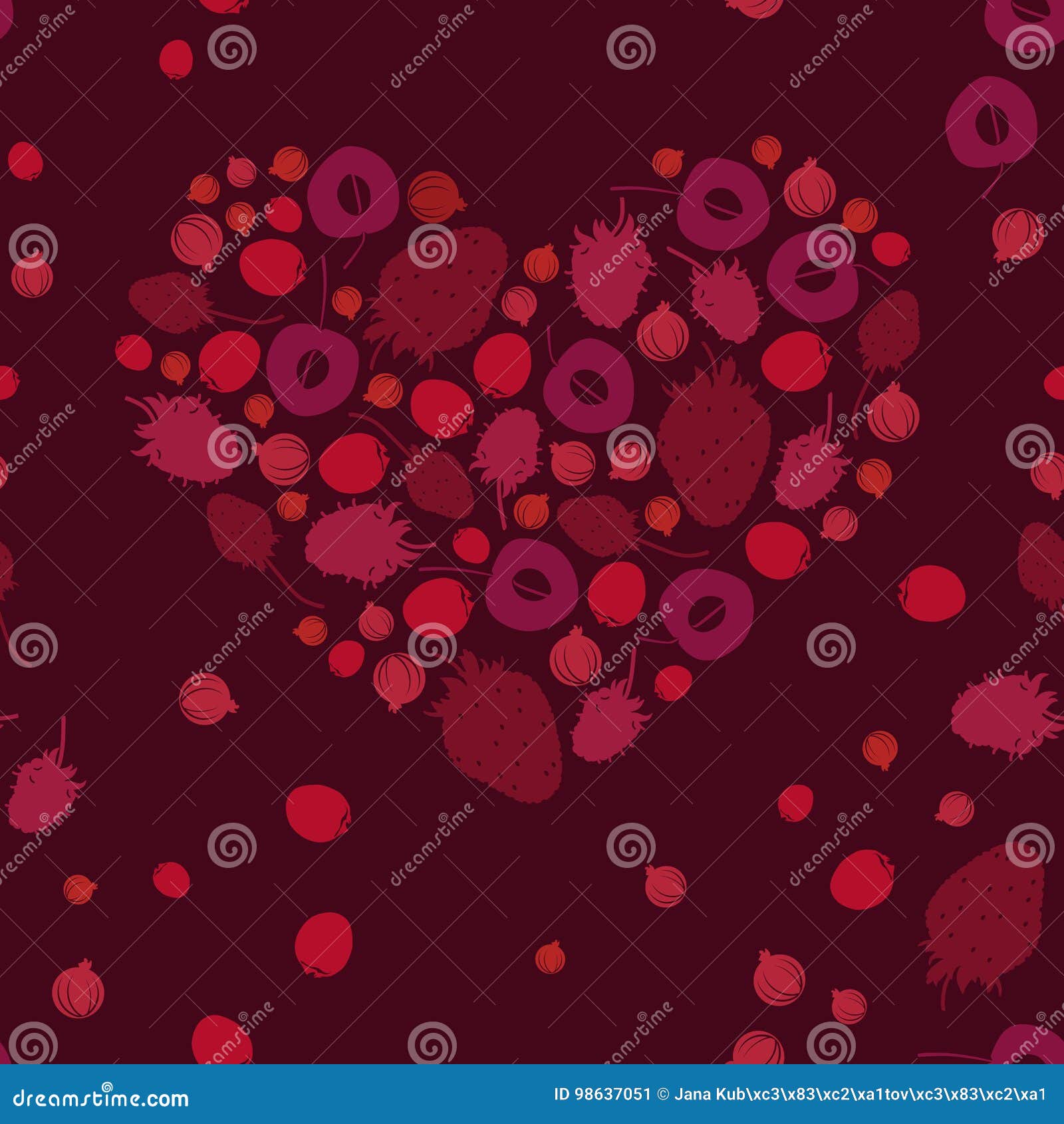 Red fruit heart stock vector. Illustration of currant - 98637051