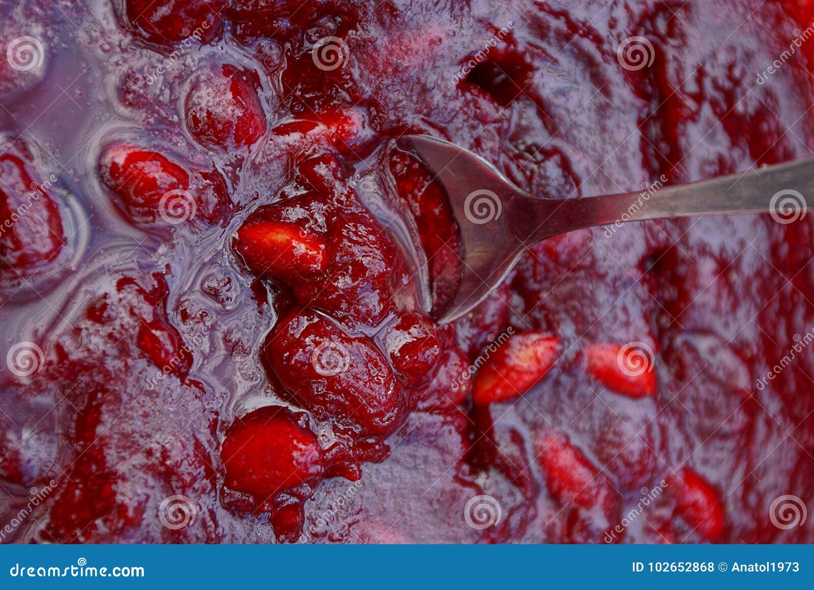 Red Berry Jam with Bones with a Spoon Stock Photo - Image of drink ...
