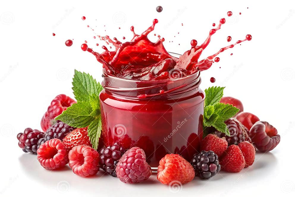 Red Berry Jam Splash,isolated on White Background Stock Illustration ...