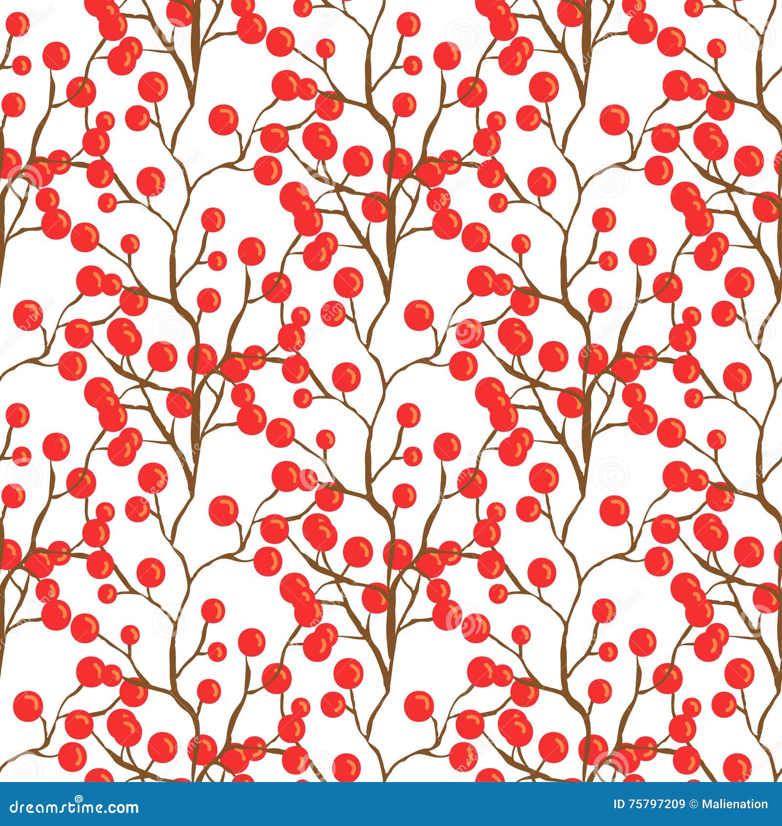 Red Berry Pattern. Autumn Seamless Background for Textile Fabric Design ...