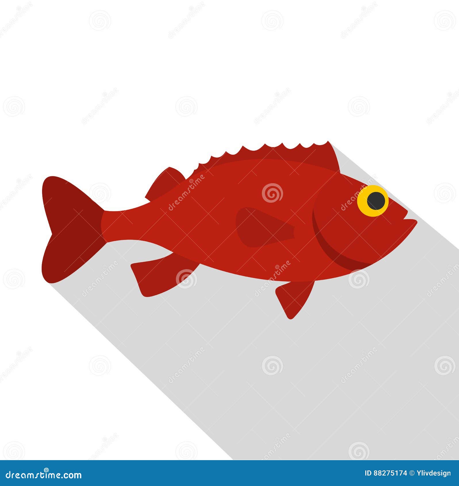 Red Betta Fish Icon, Flat Style Stock Vector - Illustration of healthy ...