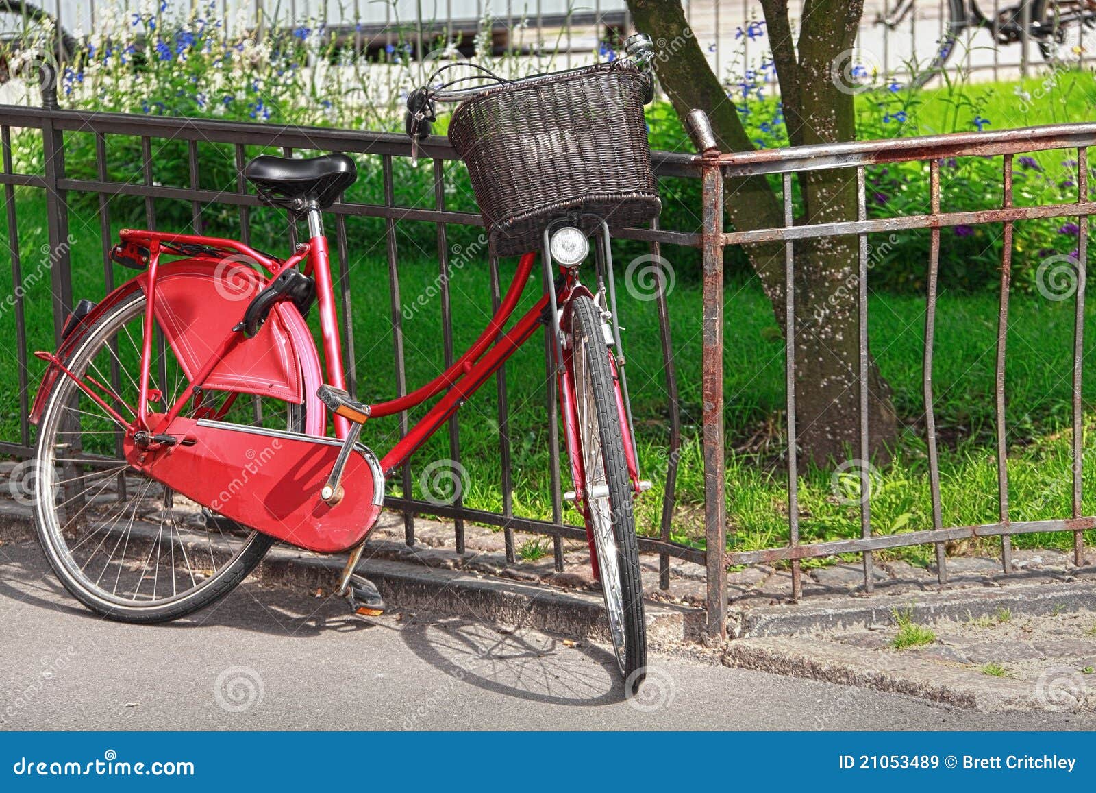 Red bicycle stock image. Image of commute, basket, transport - 21053489