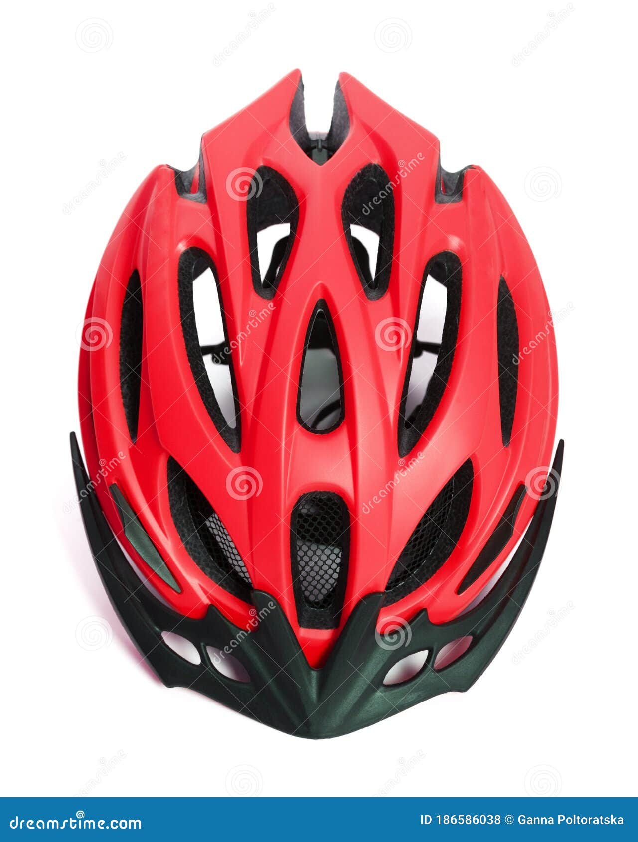 Red and Green Bicycle Helmet Isolated on White Stock Photo - Image of ...