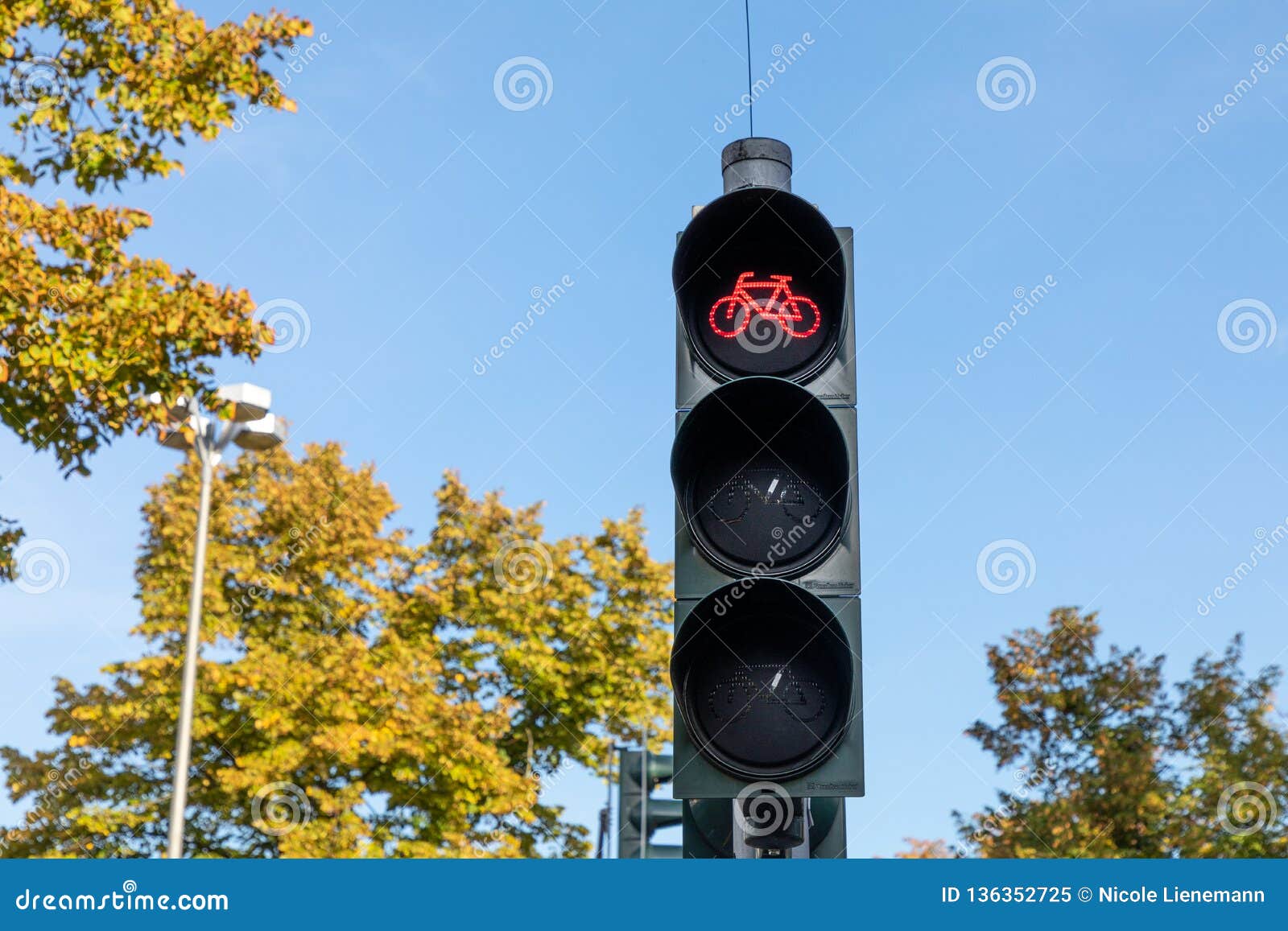 Red Bicycle Traffic Light in the City Stock Image - Image of city ...