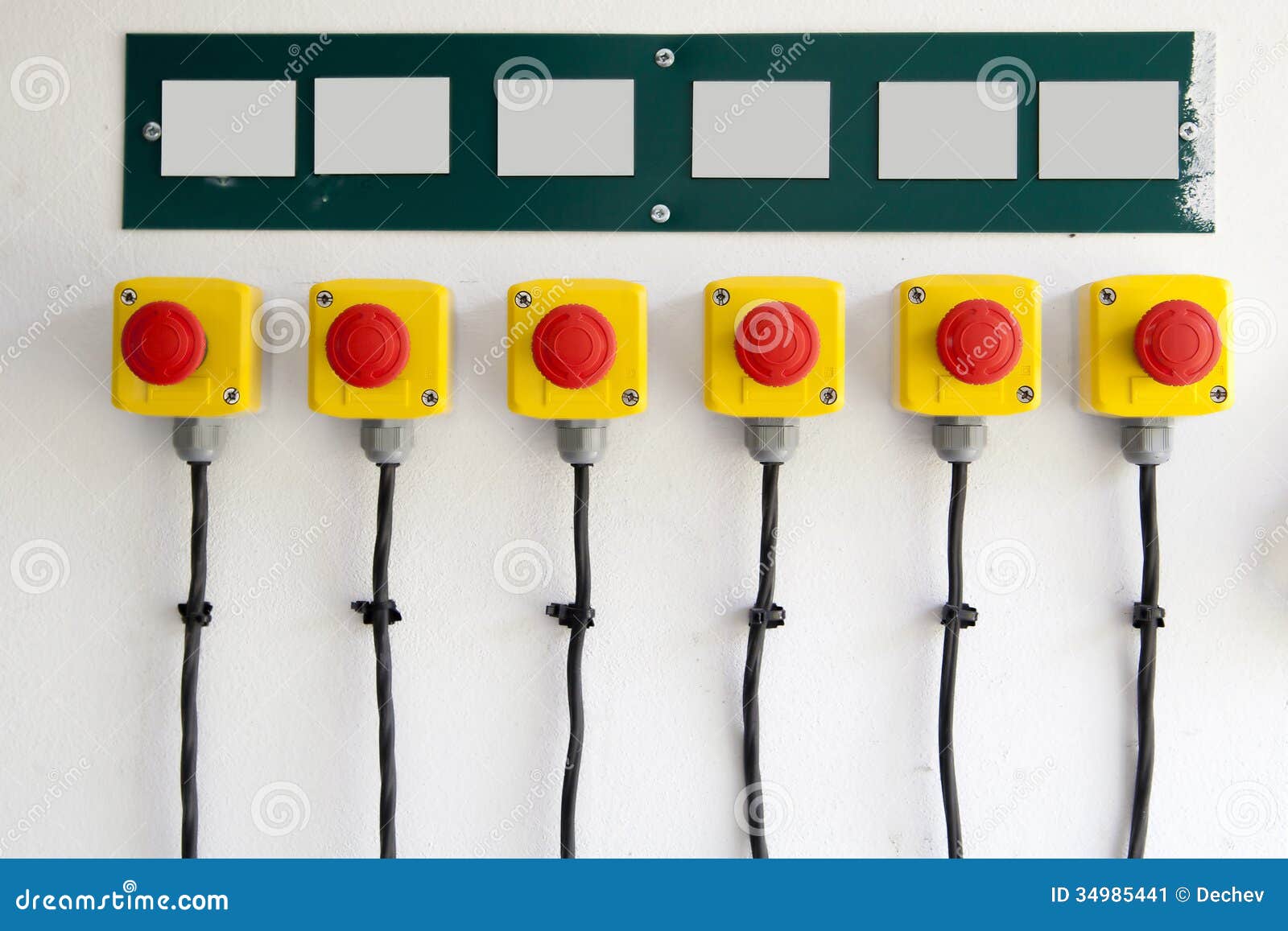 Red Big Buttons on the Wall Stock Image - Image of press, control: 34985441