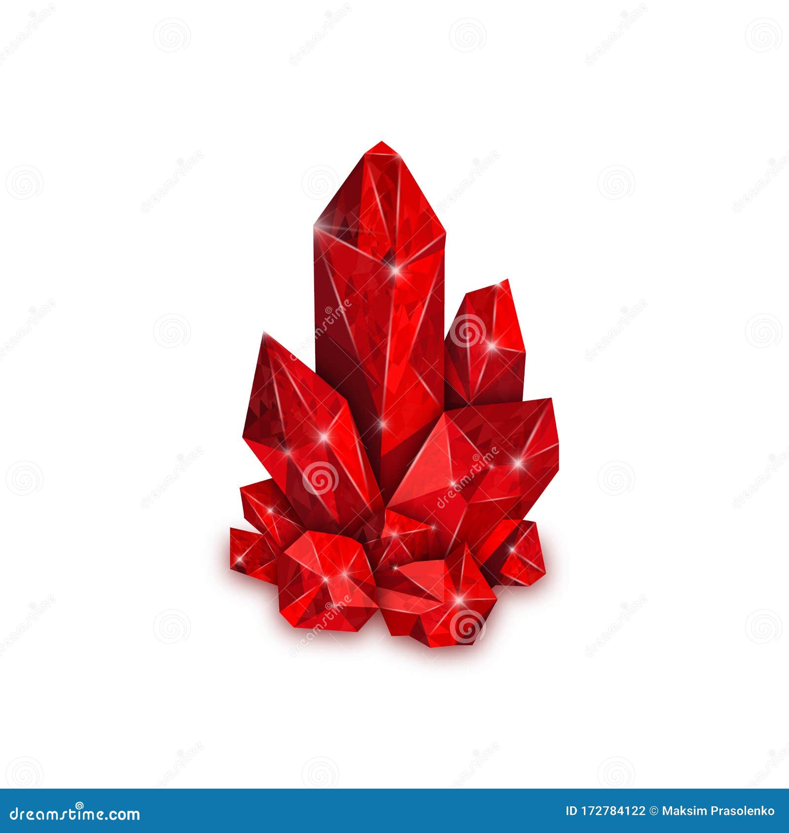 Red Big Crystal Isolated on White Background. Ruby Jewel Stock ...