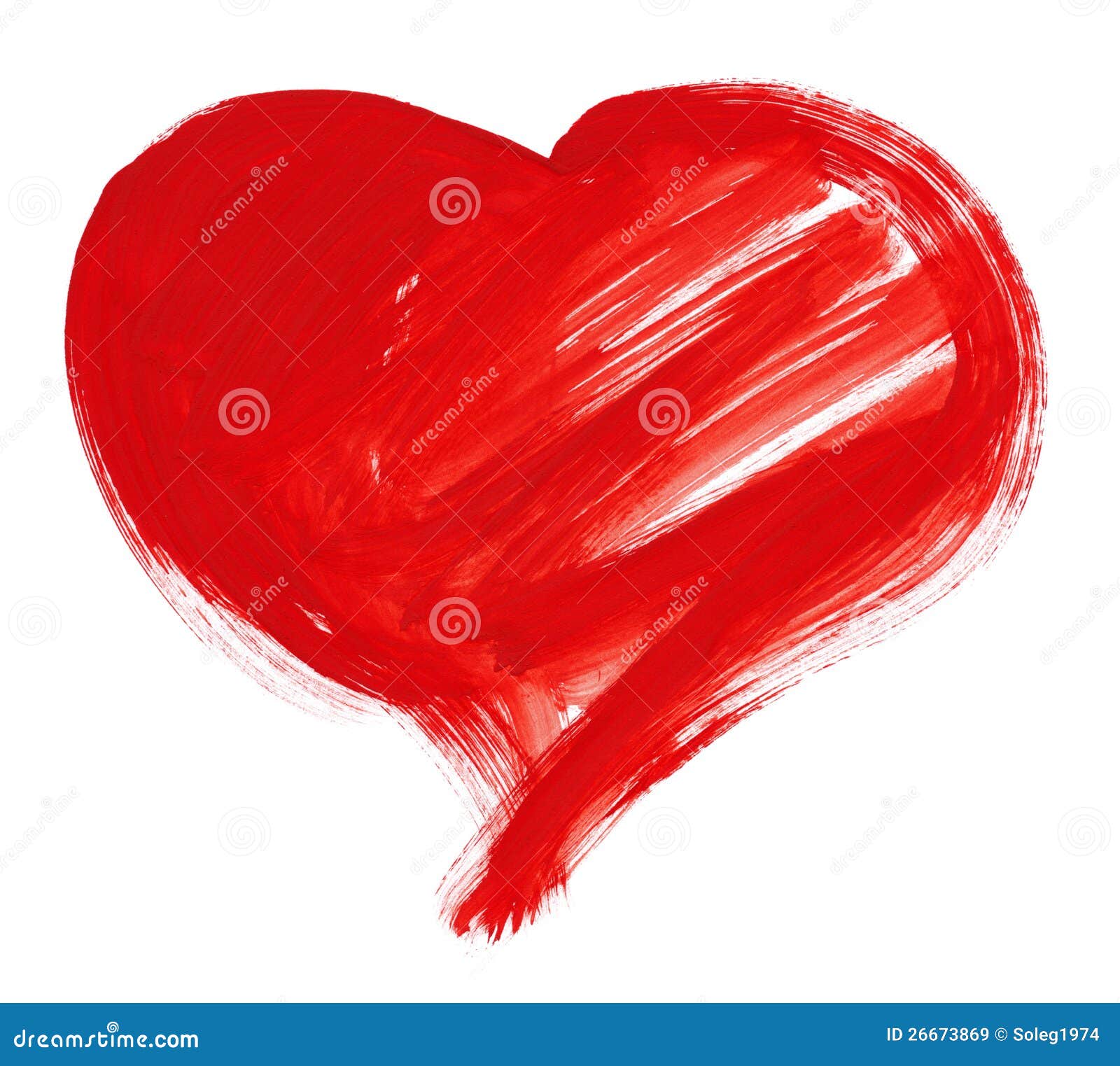 Red Big Heart. Watercolor Drawing Stock Illustration - Illustration of ...