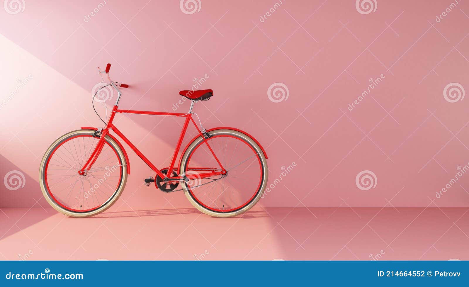 Red Bike on Pink Wall Side View Stock Illustration - Illustration of ...