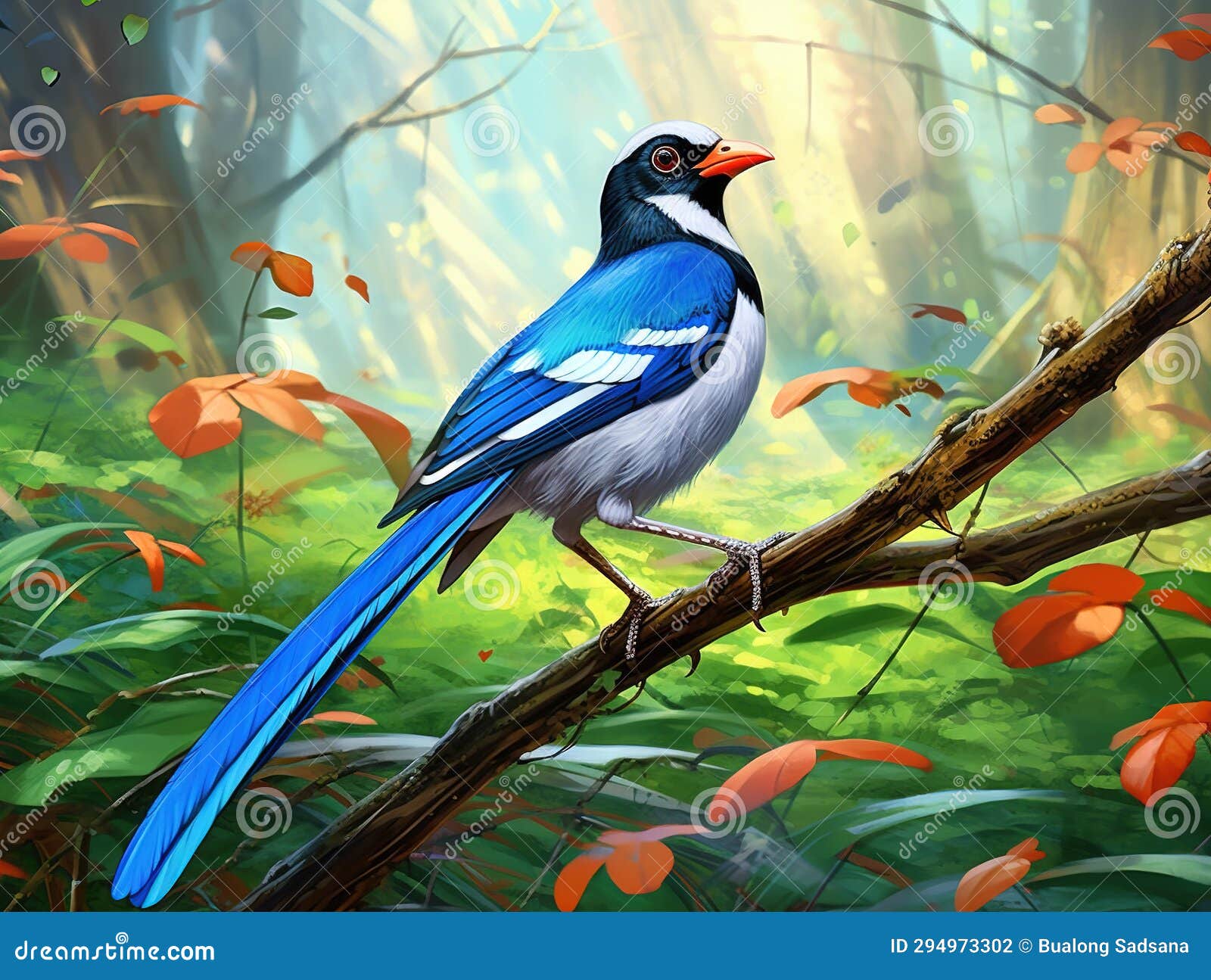Red Billed Blue Magpie Made with Generative AI Illustration Stock ...
