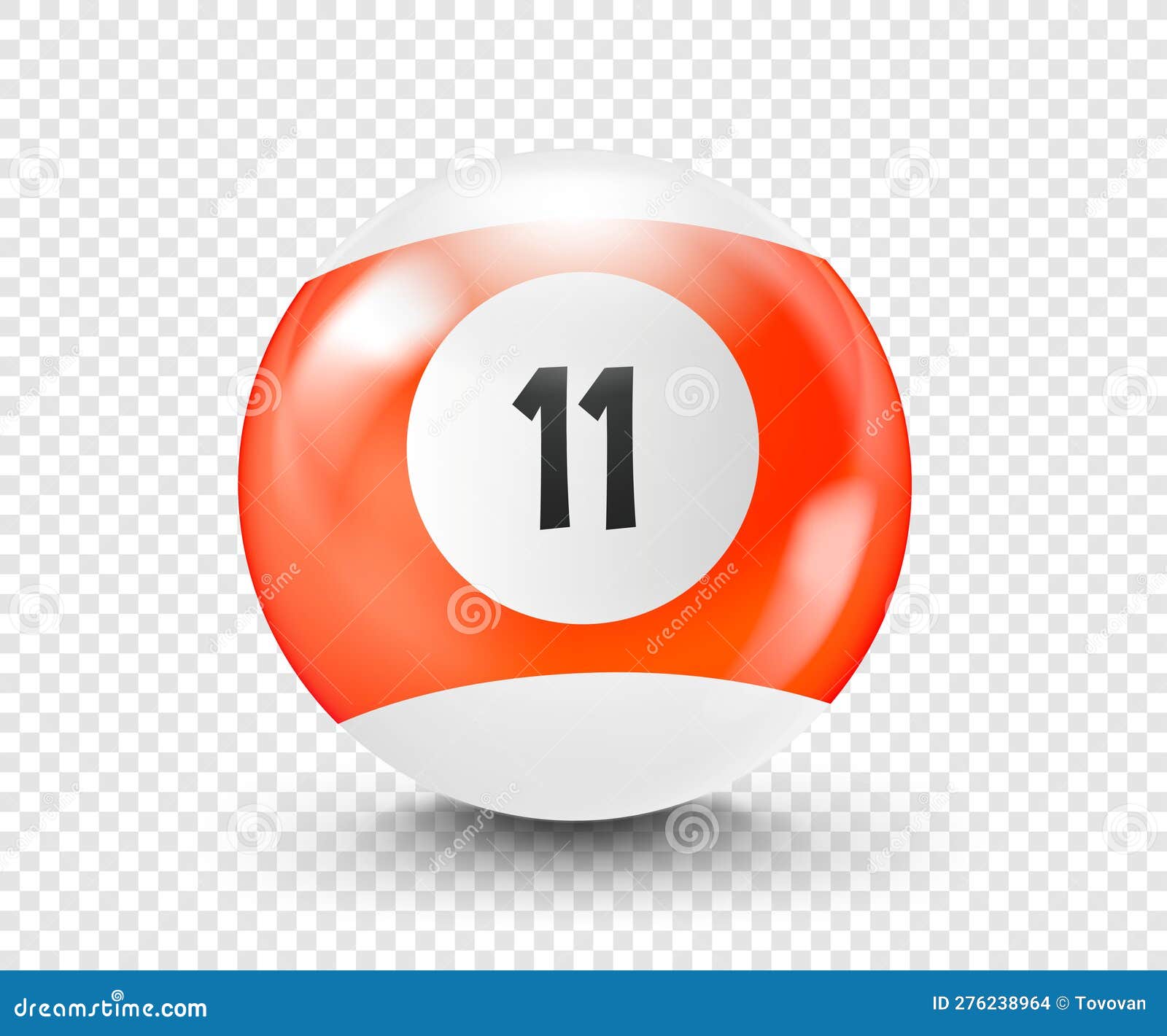 Red Billiard Ball with Number 11. 3d Vector Isolated on Transparent ...