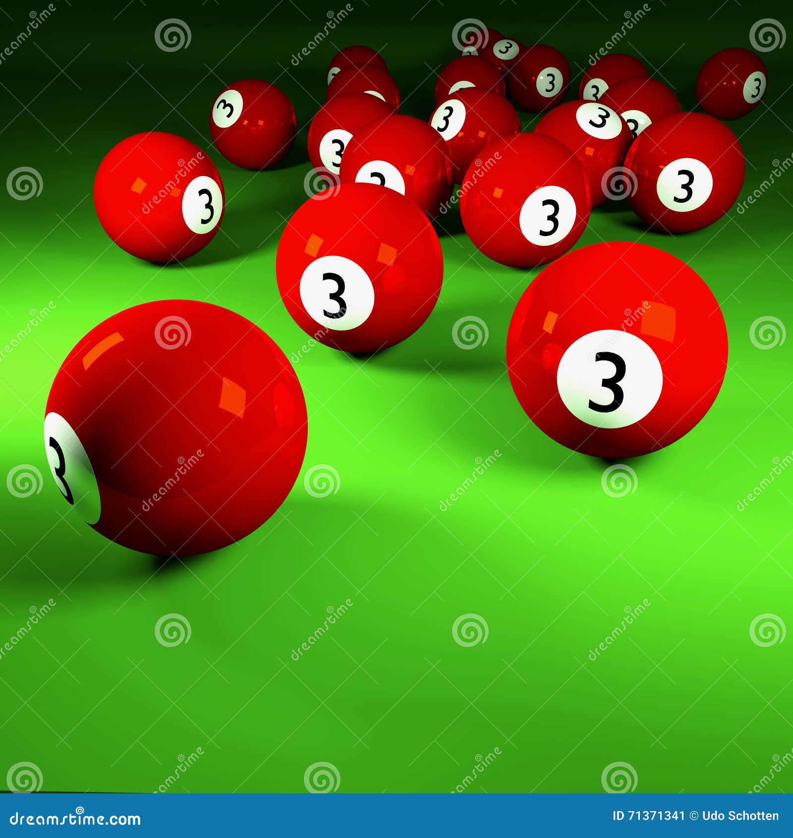 Red Billiard Balls Number Three Stock Illustration - Illustration of ...