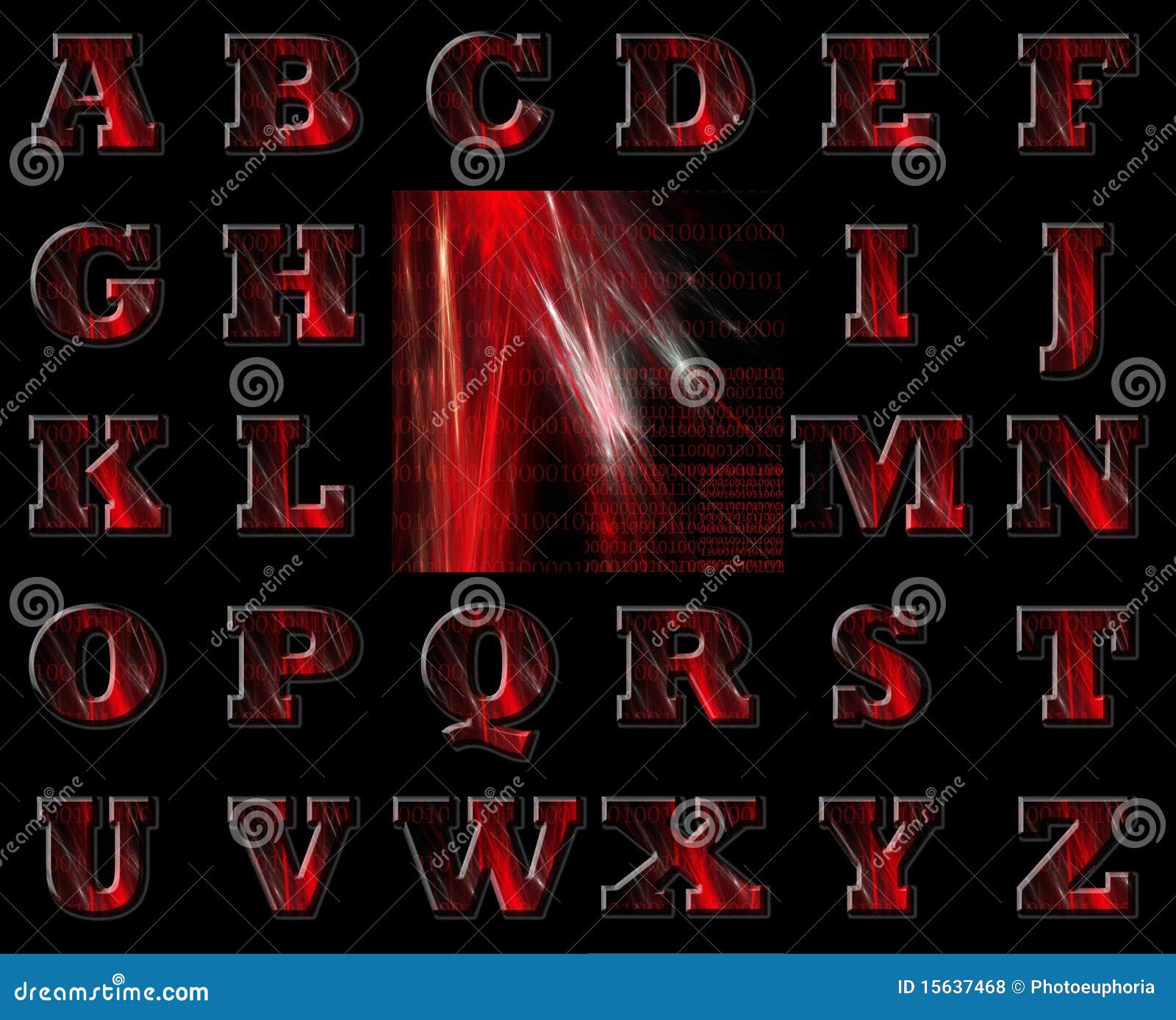 Red Binary Code Alphabet and Background Stock Illustration ...